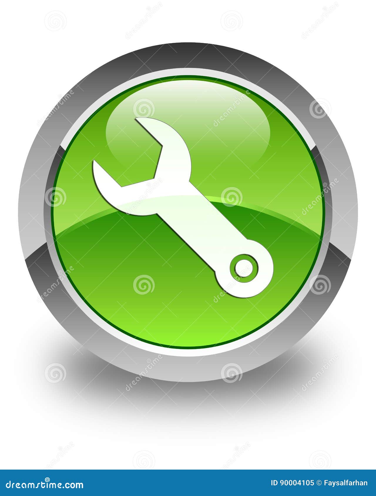 Wrench Icon Glossy Green Round Button Stock Illustration - Illustration ...