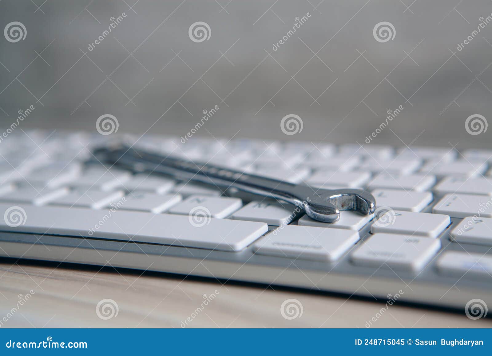 Wrench on the Keyboard. Concept Technical Support Stock Image - Image ...