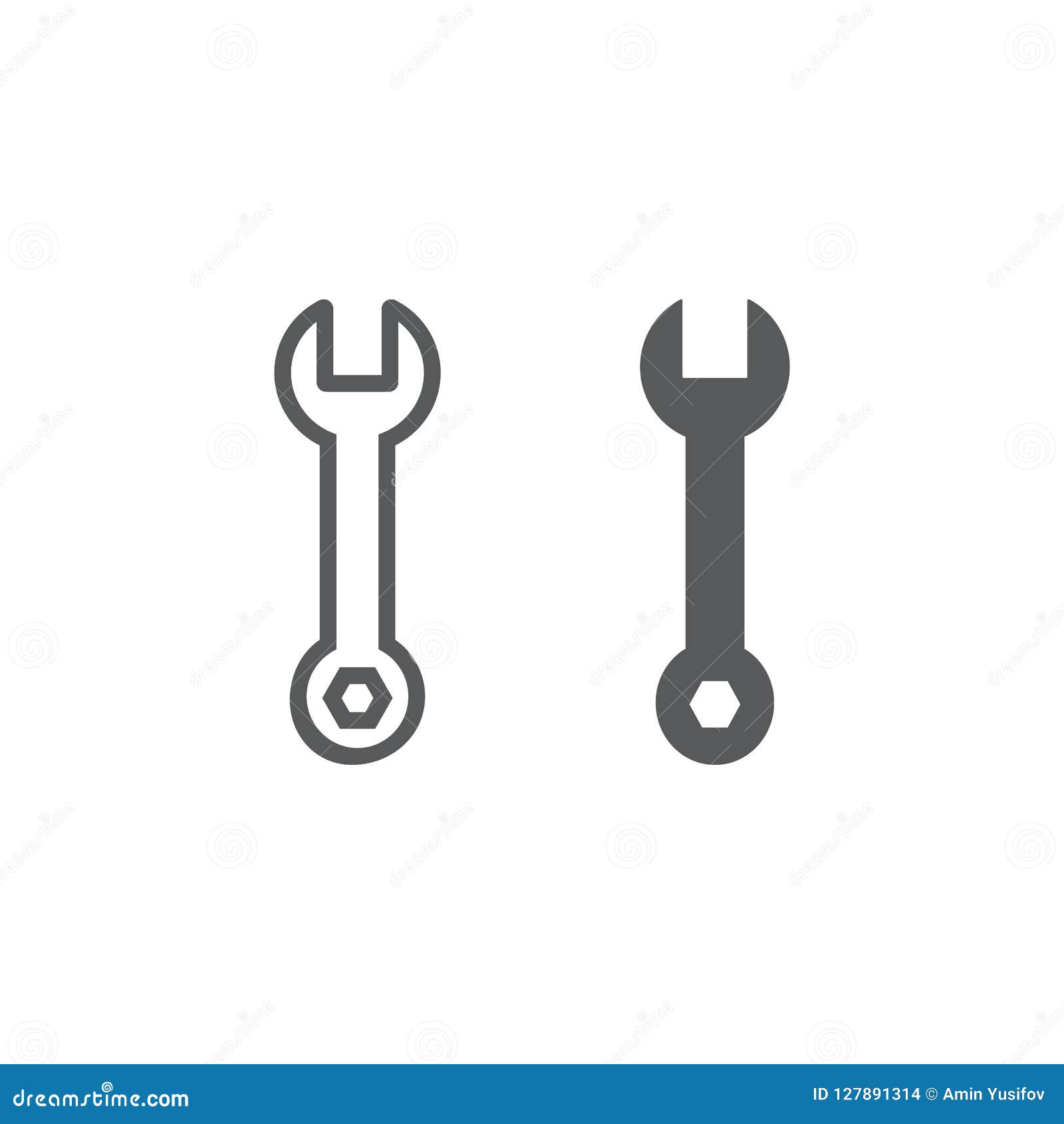 Wrench Line and Glyph Icon, Tool and Repair, Spanner Sign, Vector ...