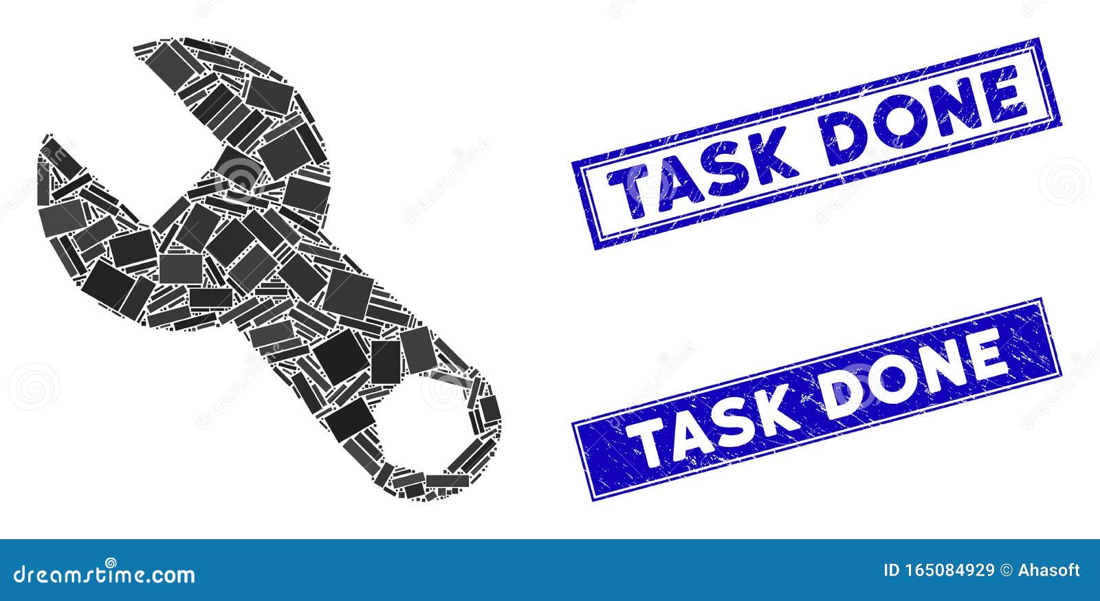 Wrench Mosaic and Scratched Rectangle Task Done Watermarks Stock ...