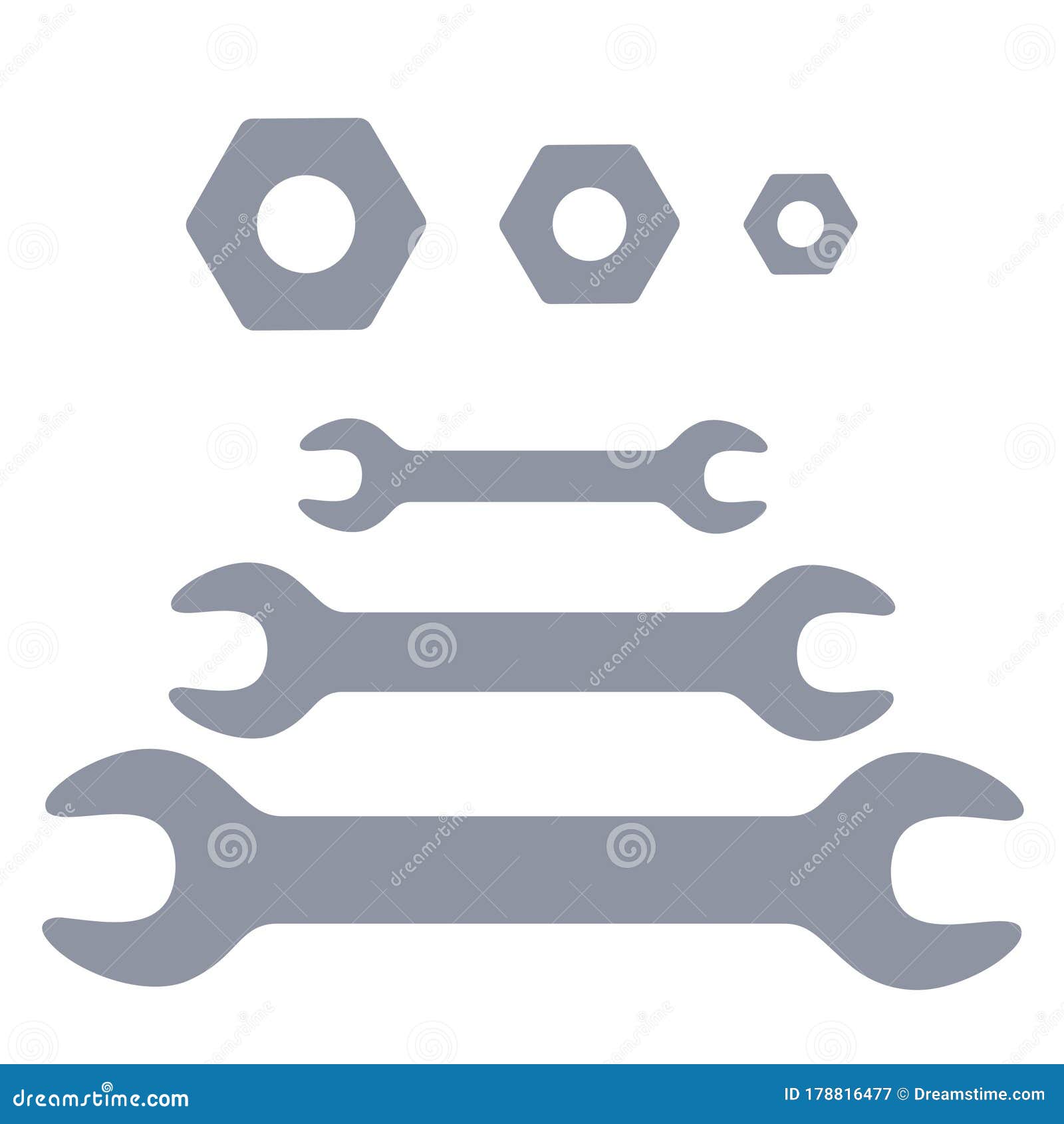 Wrench and Nut on White Background. Vector Illustration in Trendy Flat ...