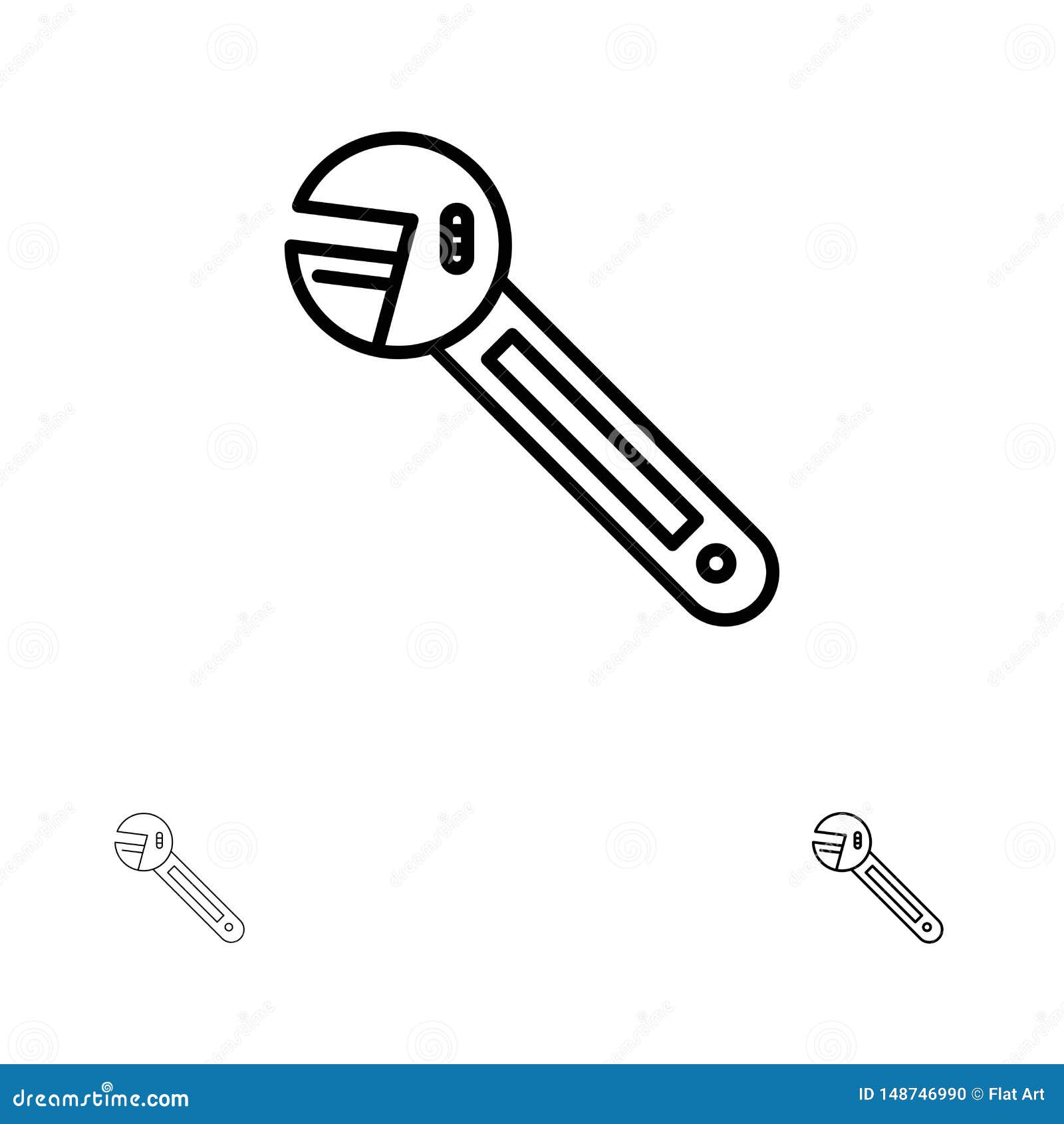 Wrench, Option, Tool, Spanner, Tool Bold and Thin Black Line Icon Set ...