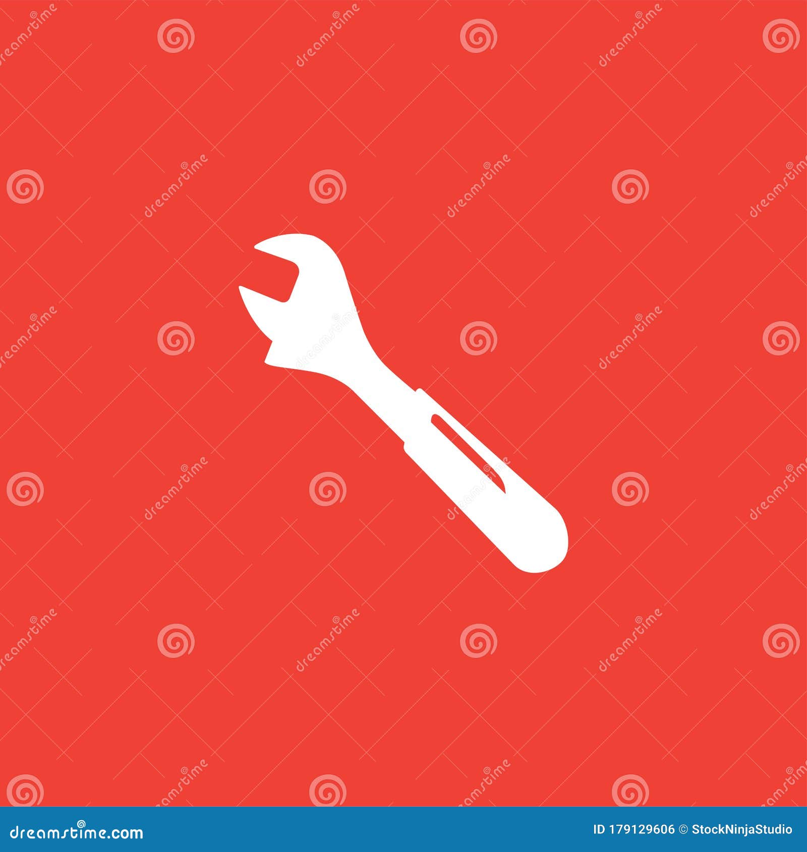 Wrench Red Icon on White Background. Red Flat Style Vector Illustration ...