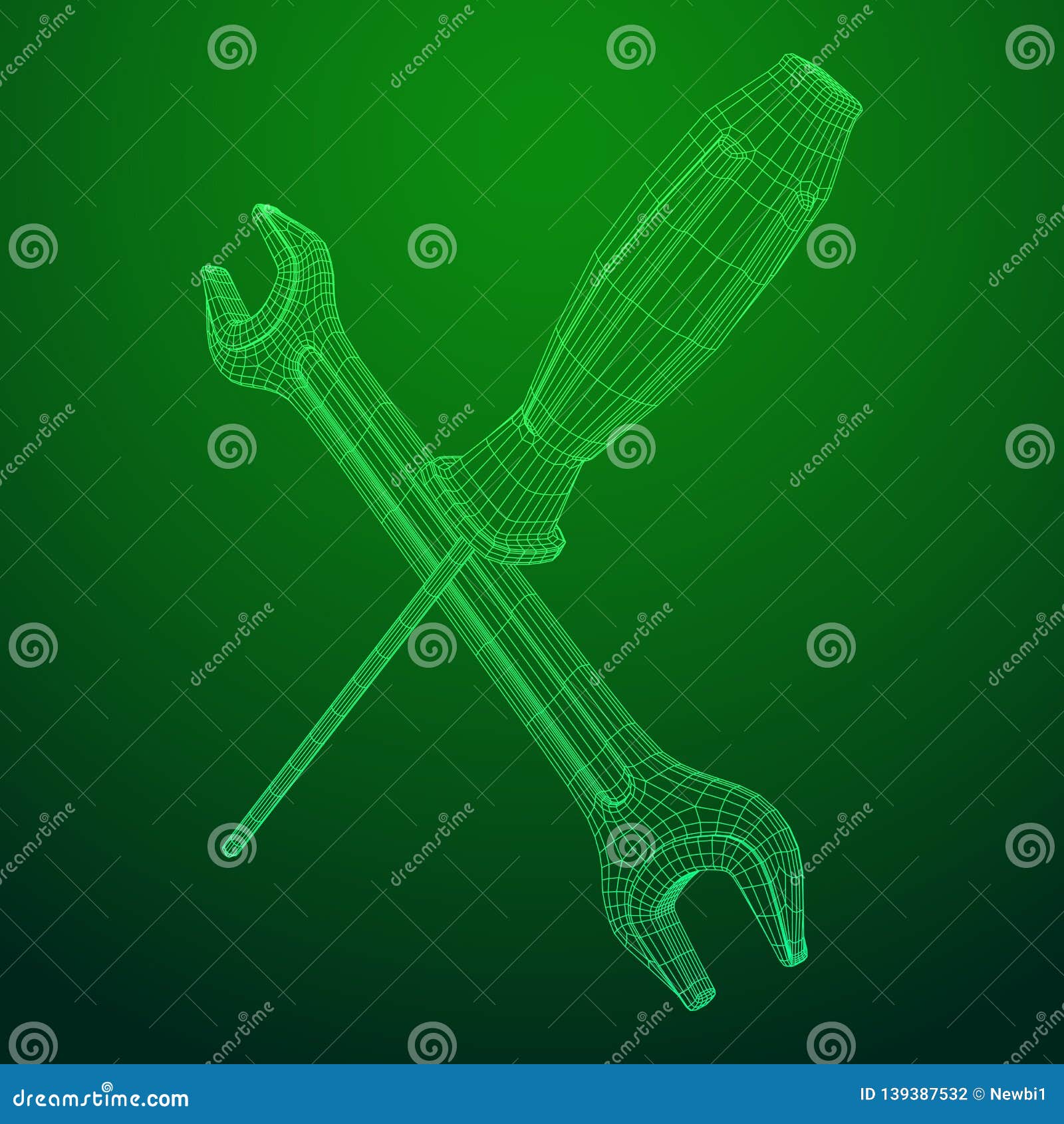 Wrench and Screwdriver. Spanner Repair Tool Stock Vector - Illustration ...