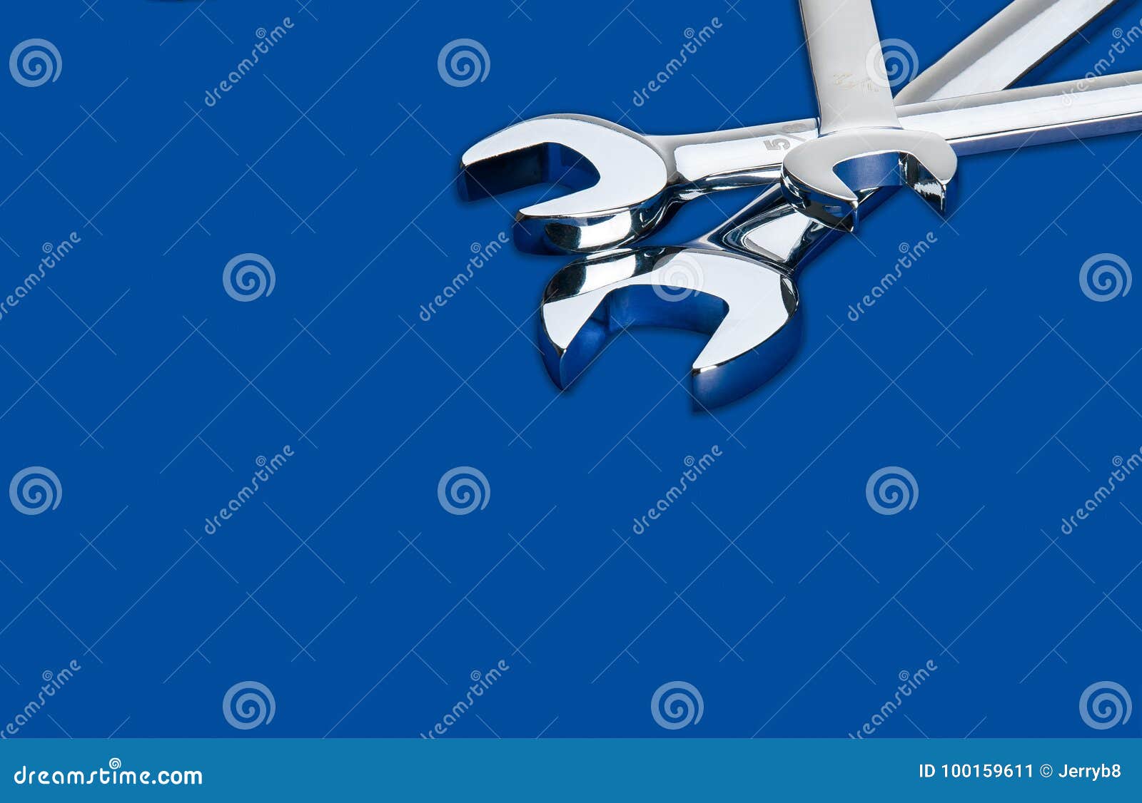 Wrench Set Isolated on Blue Stock Image - Image of construction, tools ...