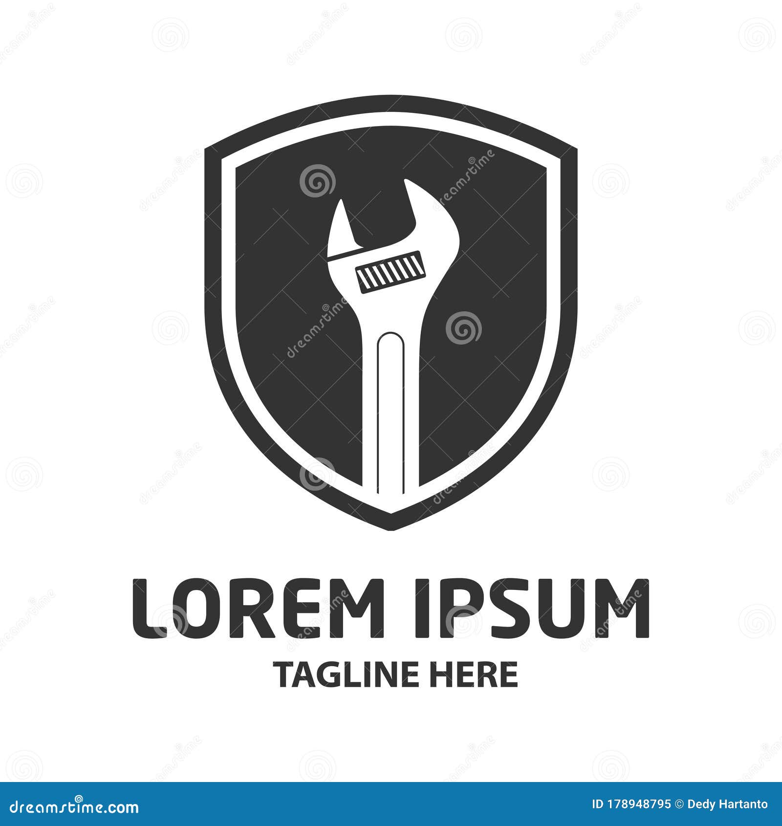 Wrench with Shield Vector Icon Isolated on White Background from ...