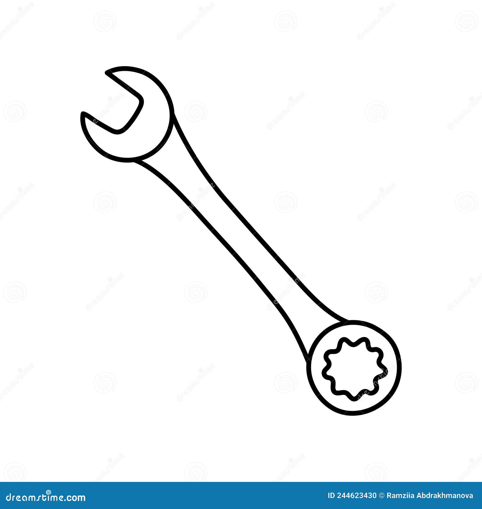 Wrench Sketch. Combination Spanner. Construction Tool Stock Vector ...