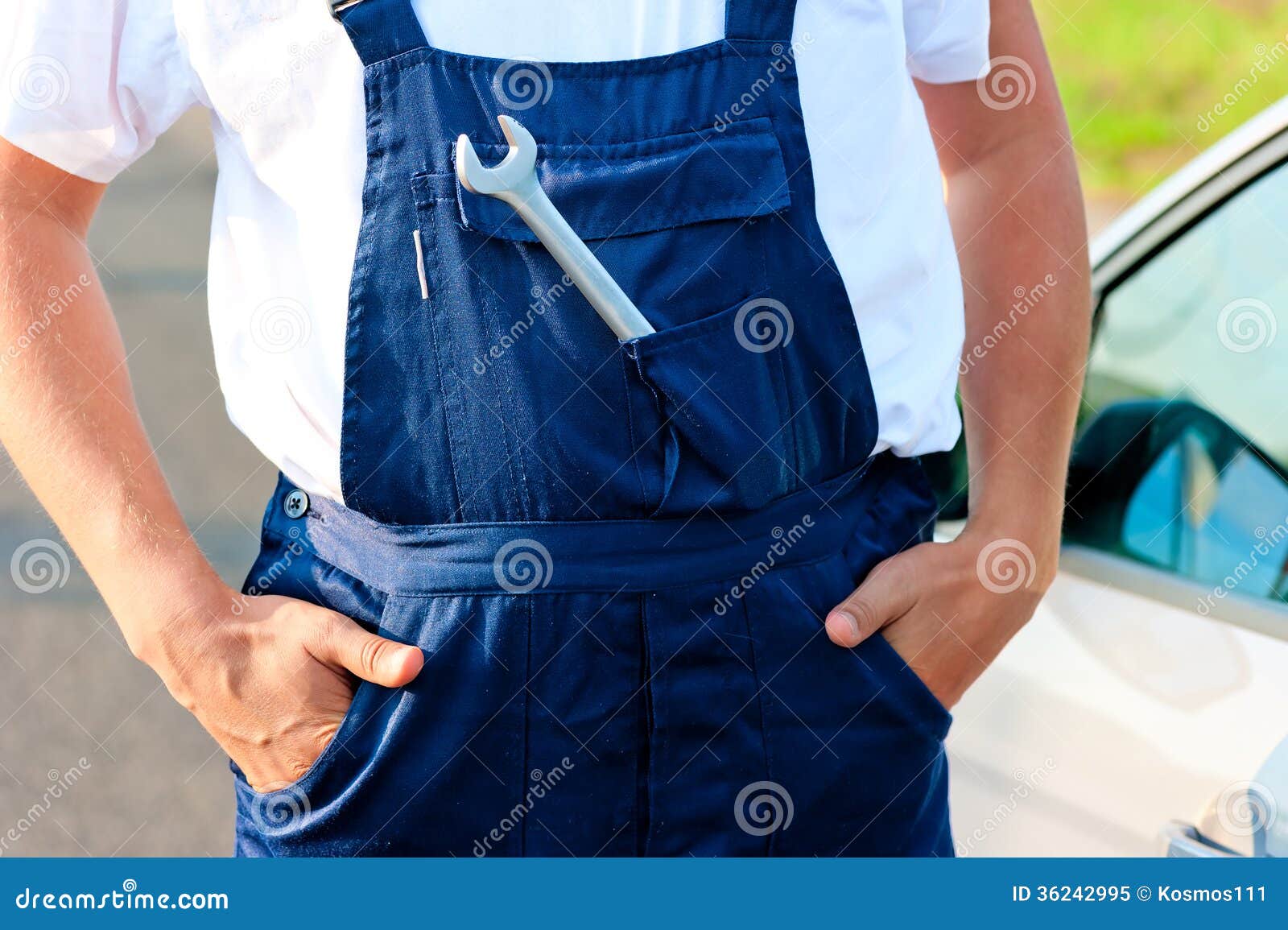Wrench Sticking Out of the Pocket Mechanic Overalls Stock Image - Image ...