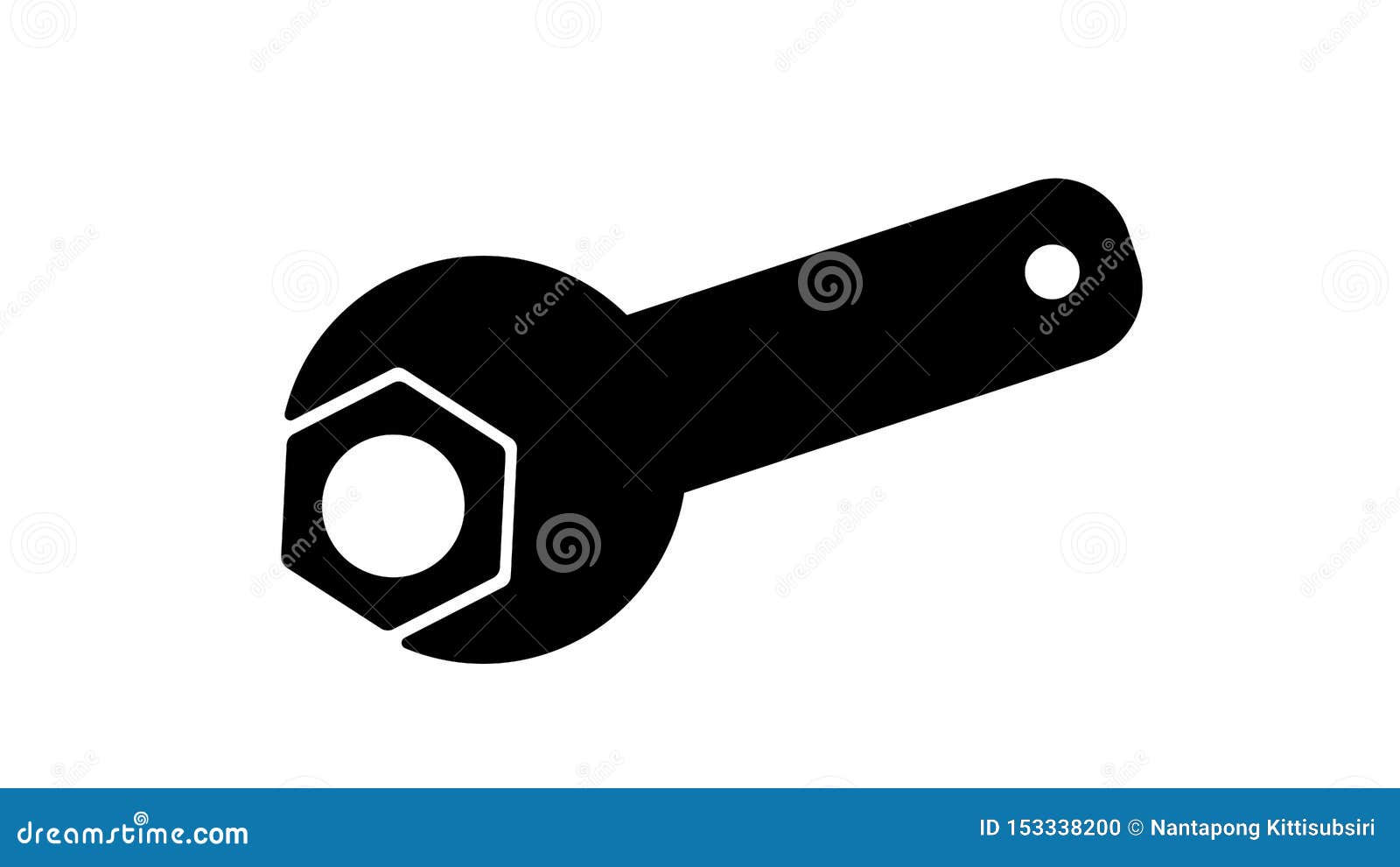 Wrench Tightening the Nut, Simple Black Design Stock Vector ...