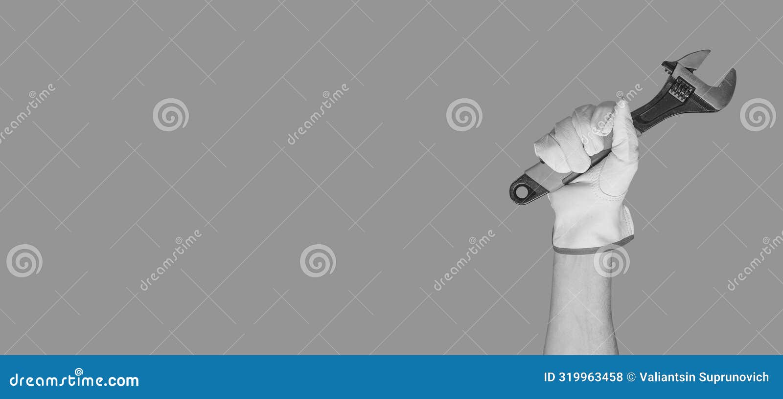 Wrench Tool in Hand. Repair Banner Background Stock Photo - Image of ...