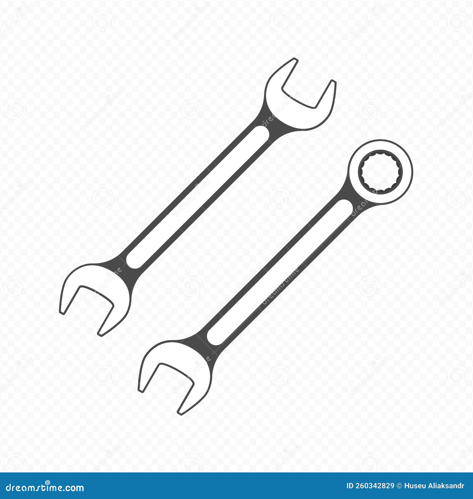 Wrench vector icon. stock illustration. Illustration of icon - 260342829