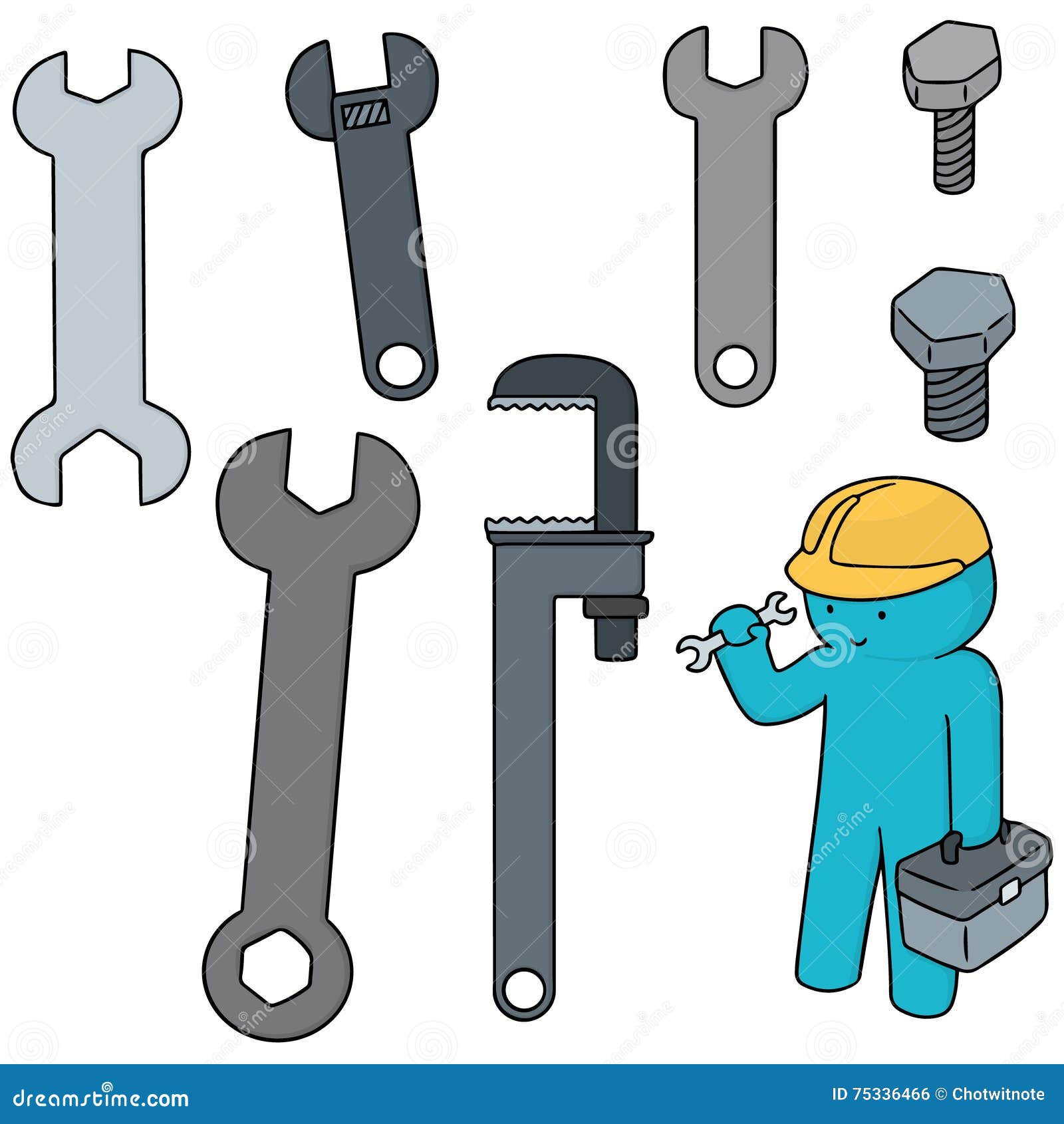 Wrench stock vector. Illustration of illustrate, hand - 75336466