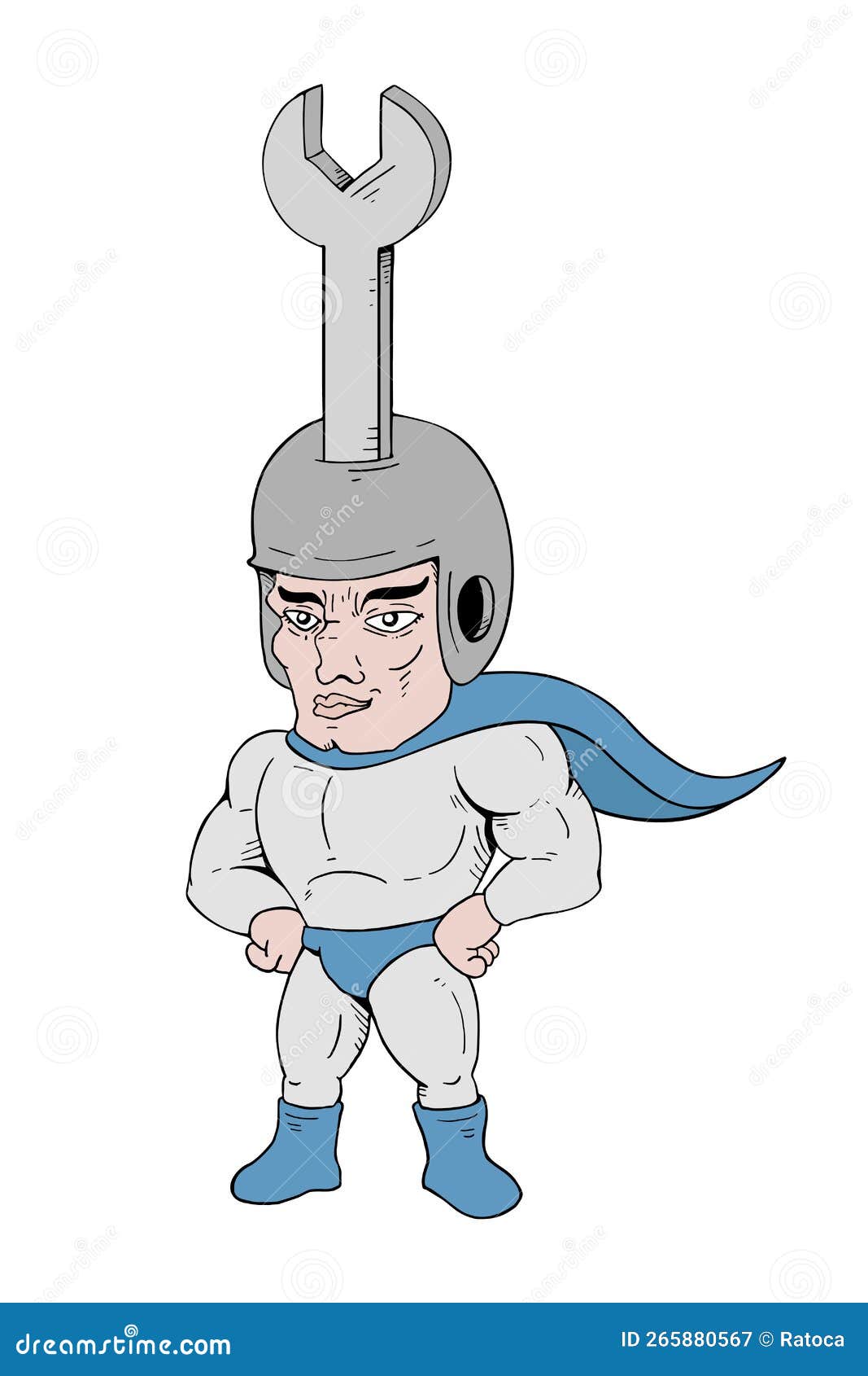 Wrench worker hero man stock vector. Illustration of plumber - 265880567
