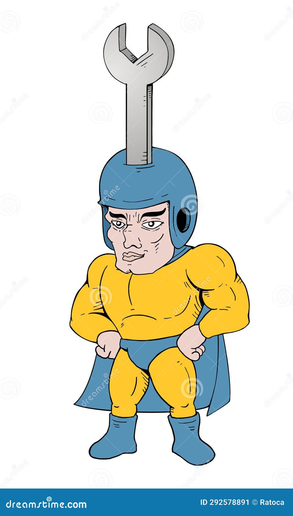 Wrench worker hero man stock vector. Illustration of symbol - 292578891