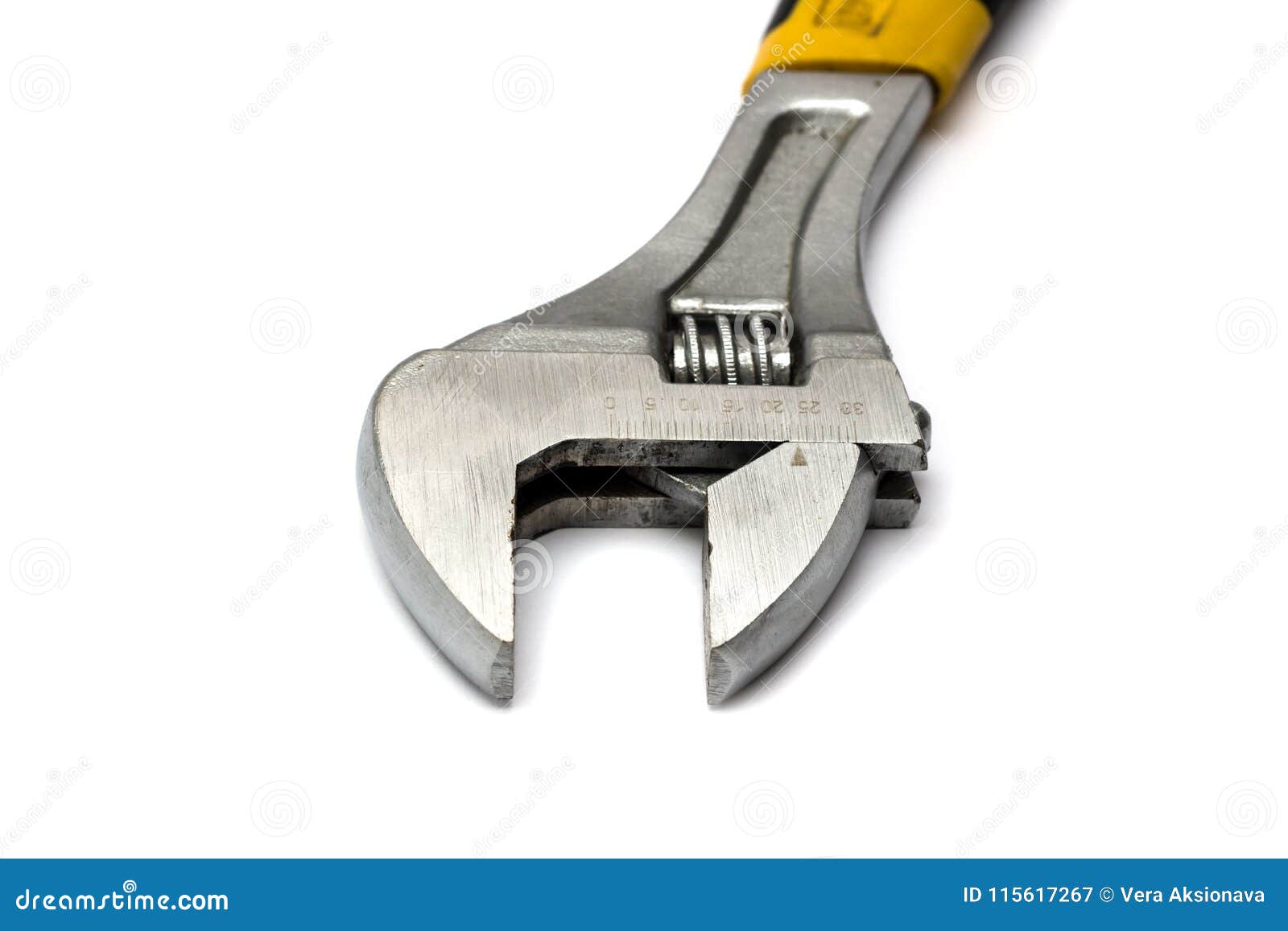 Wrench with a Yellow Handle on a White Background Stock Image - Image ...