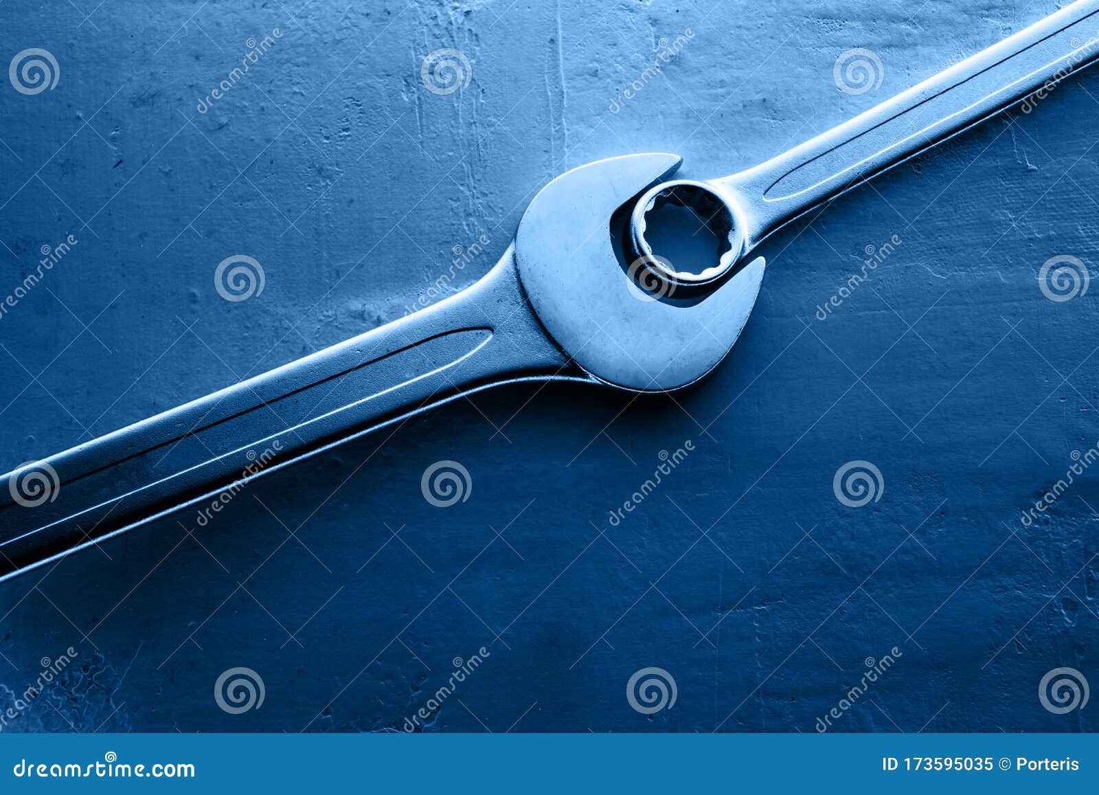 Wrenches on a Blue Textured Background with Purple Backlight Stock ...