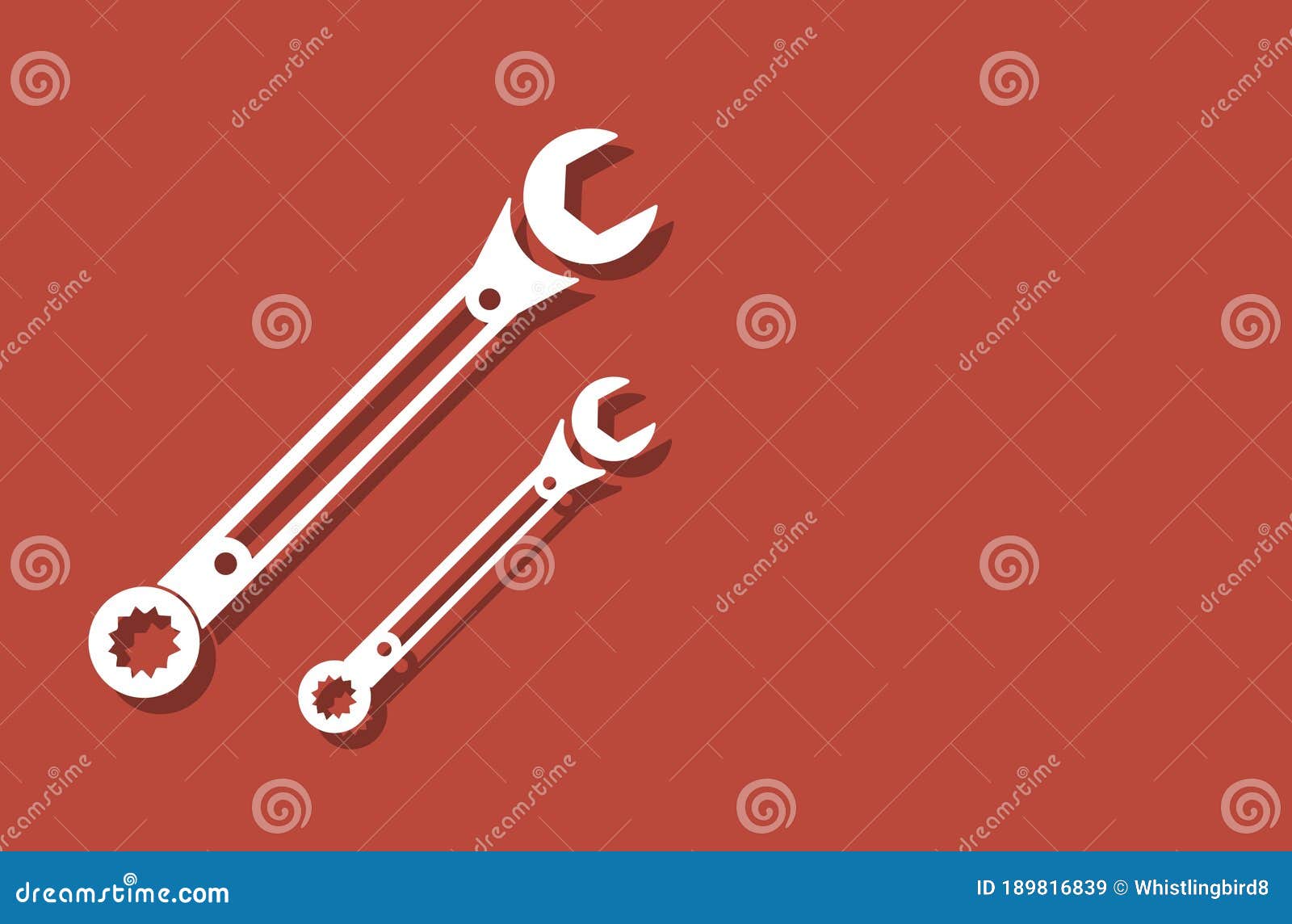 Wrenches, Flat Hand Tools Red Background Stock Illustration ...