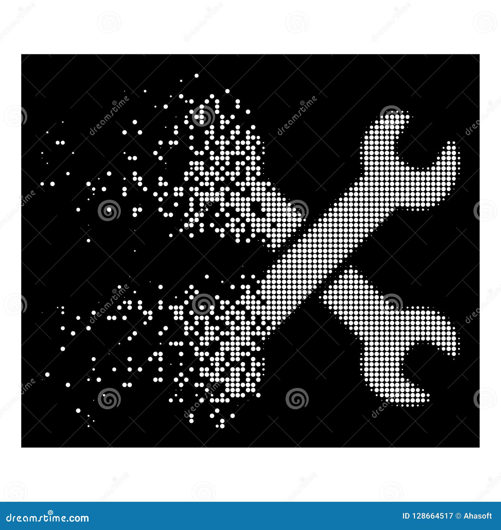 Bright Fragmented Pixelated Halftone Wrenches Icon Stock Vector ...