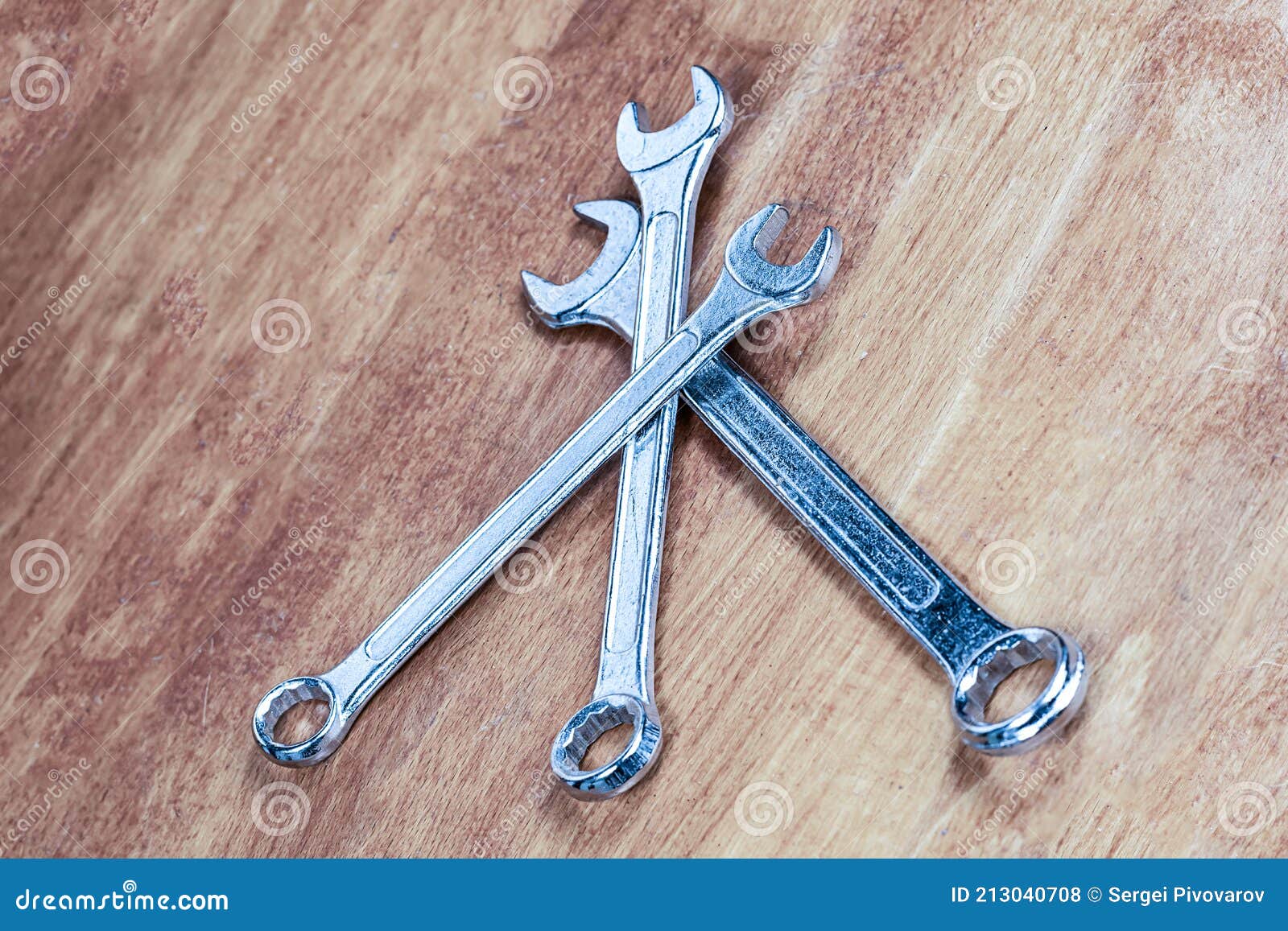 Wrenches Metal Crossed Tools on a Master`s Workbench Stock Photo ...