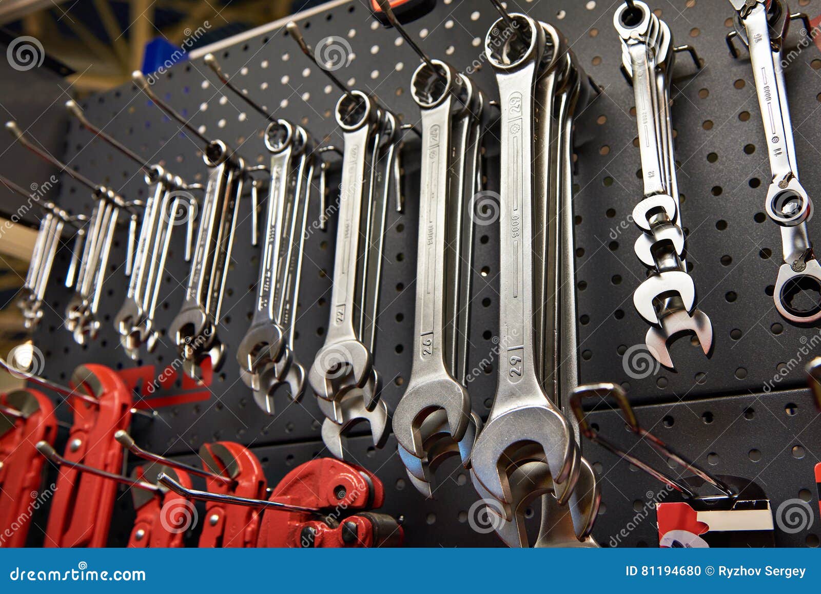 Wrenches on Stand in Store or Workshop Stock Photo - Image of wrench ...