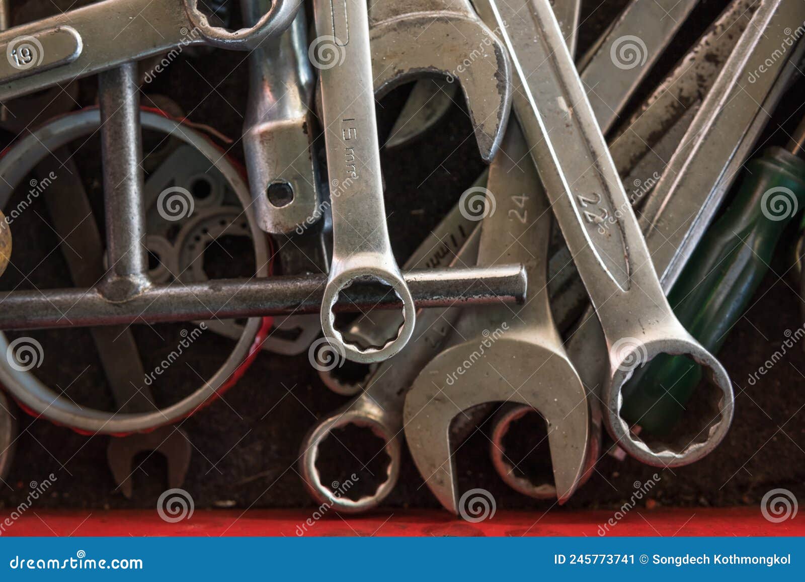 Wrenches and Tools for Mechanics in a Garage Stock Image - Image of ...