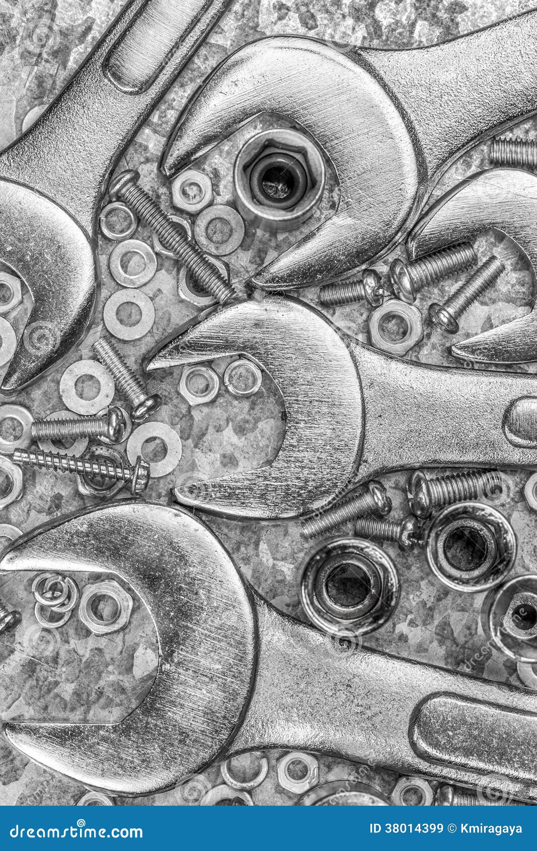 Wrenches and Tools on a Metallic Background Stock Image - Image of ...