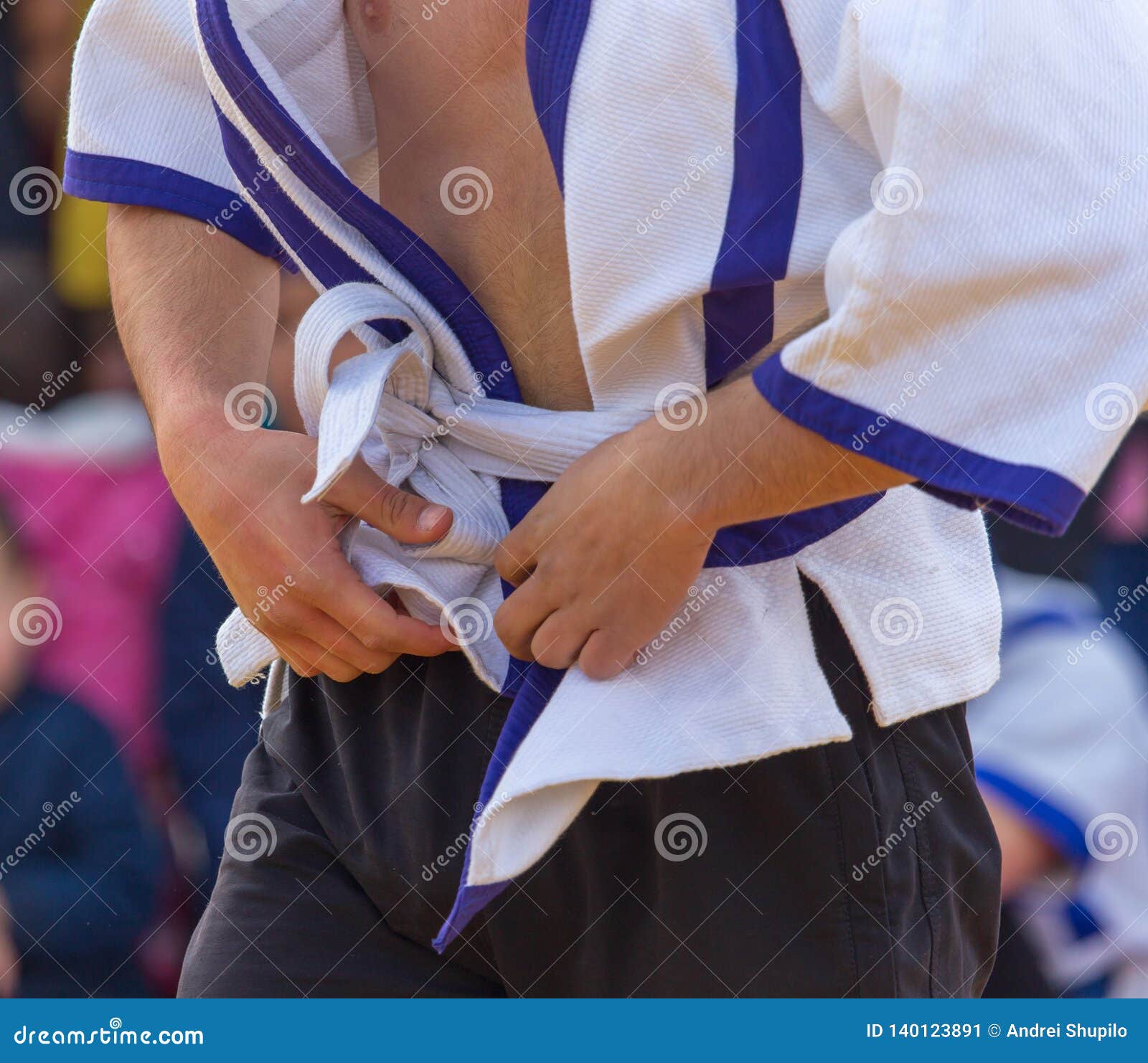 Wrestler in Kimono in Training Stock Image - Image of hand, training ...