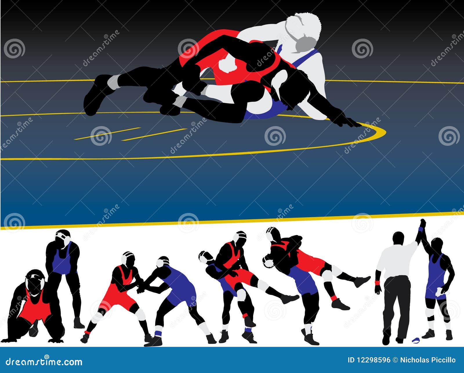 Wrestling Cartoon Vector | CartoonDealer.com #90263997