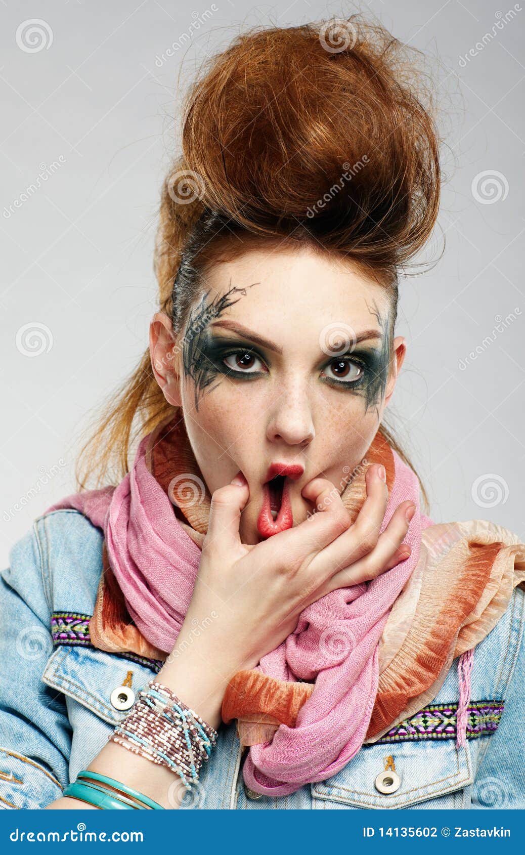Wriggling glam punk girl stock photo. Image of haircut - 14135602