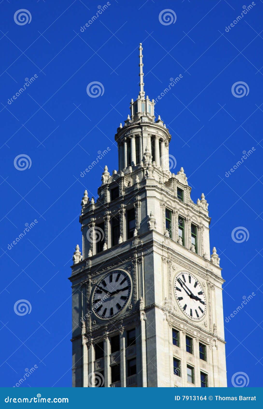 Wrigley Building Clock Tower Stock Photo - Image of architecture ...