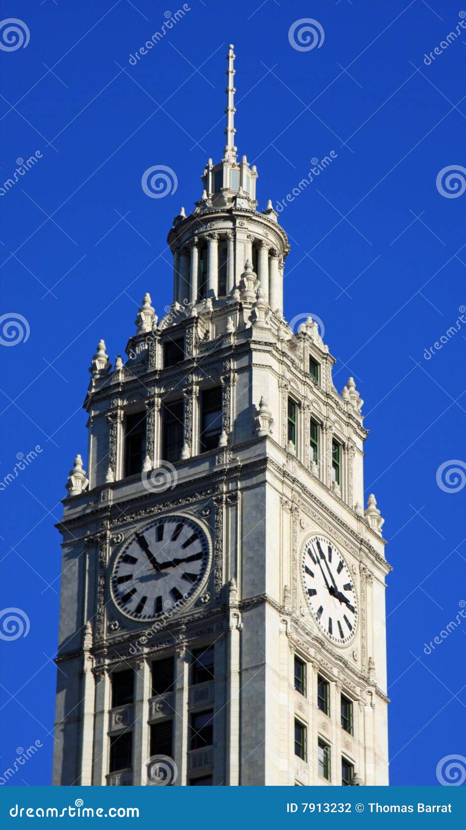 Wrigley Building Clock Tower Editorial Photography - Image of time ...