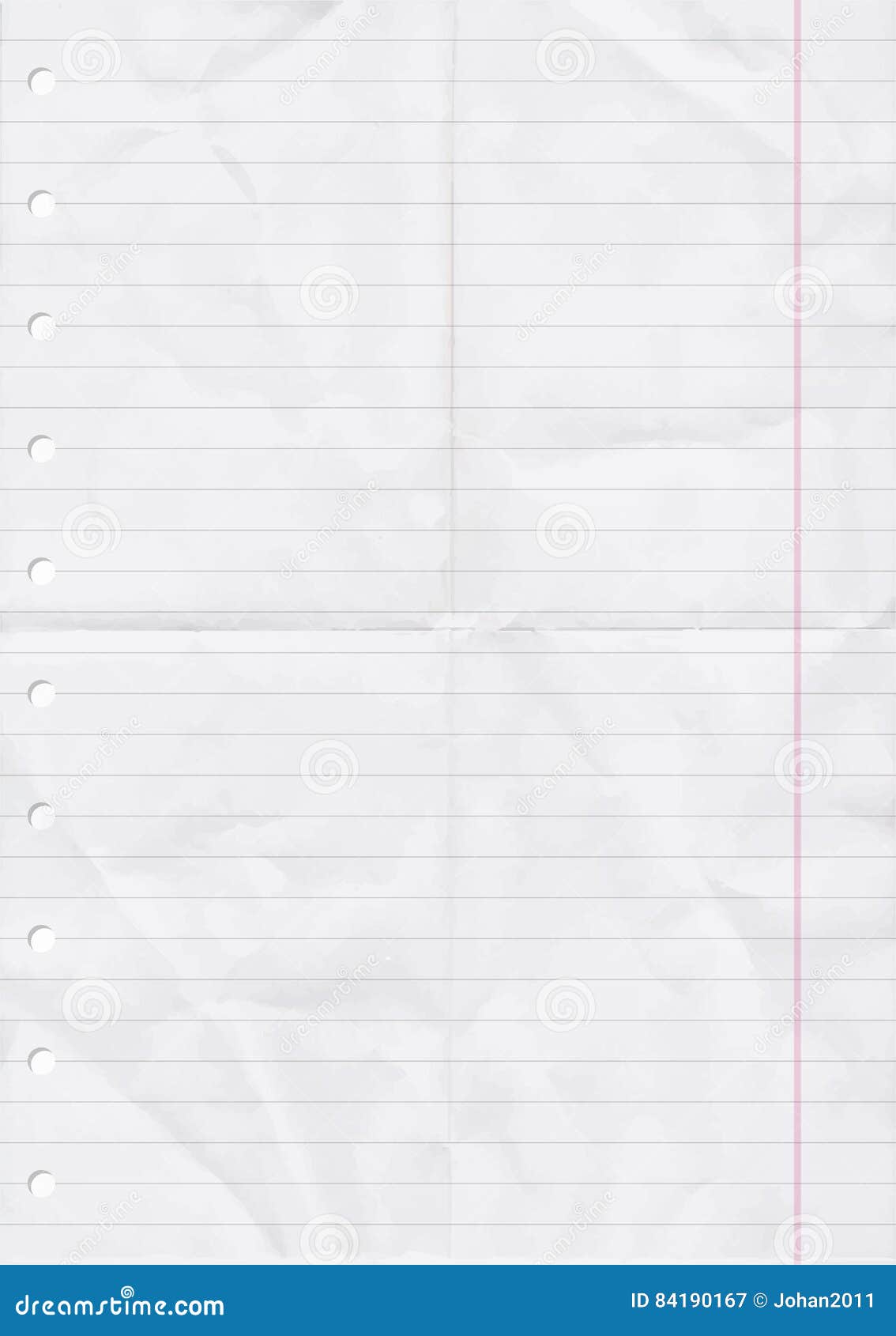 Wrinkled and Folded Sheet of Line Paper. Stock Vector - Illustration of ...