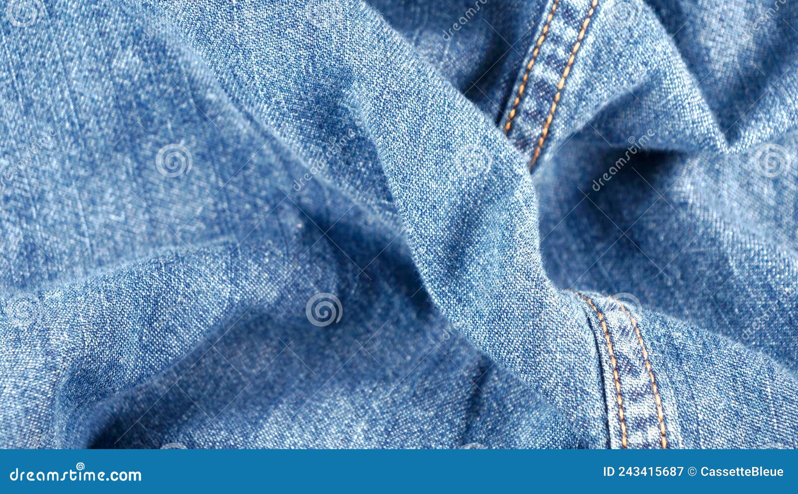 Wrinkled jeans fabric stock image. Image of closeup - 243415687