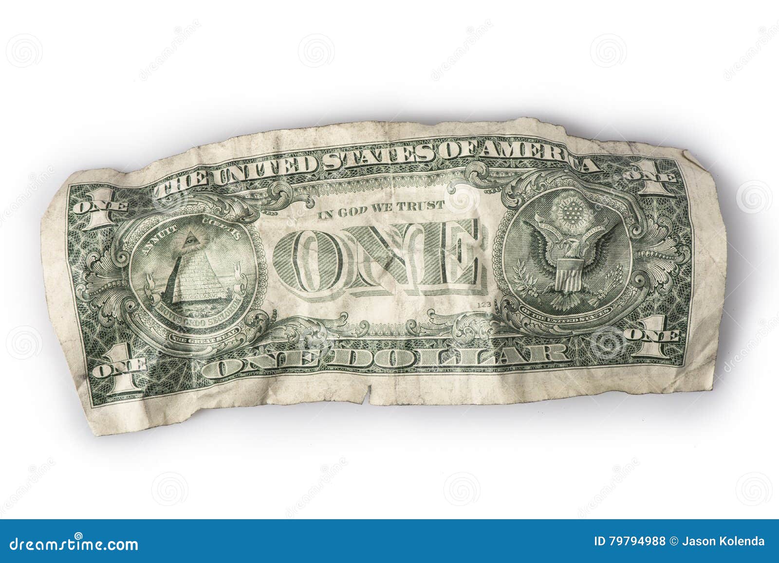 Wrinkled one dollar bill stock photo. Image of closeup - 79794988
