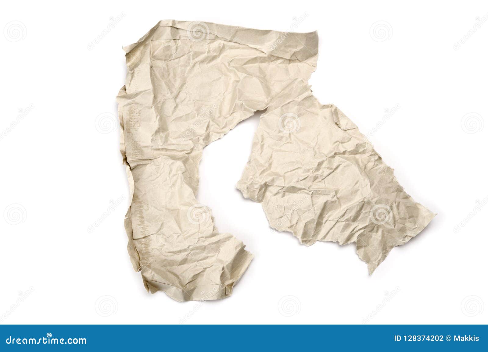 Crumpled Paper on White Background Stock Photo - Image of material ...