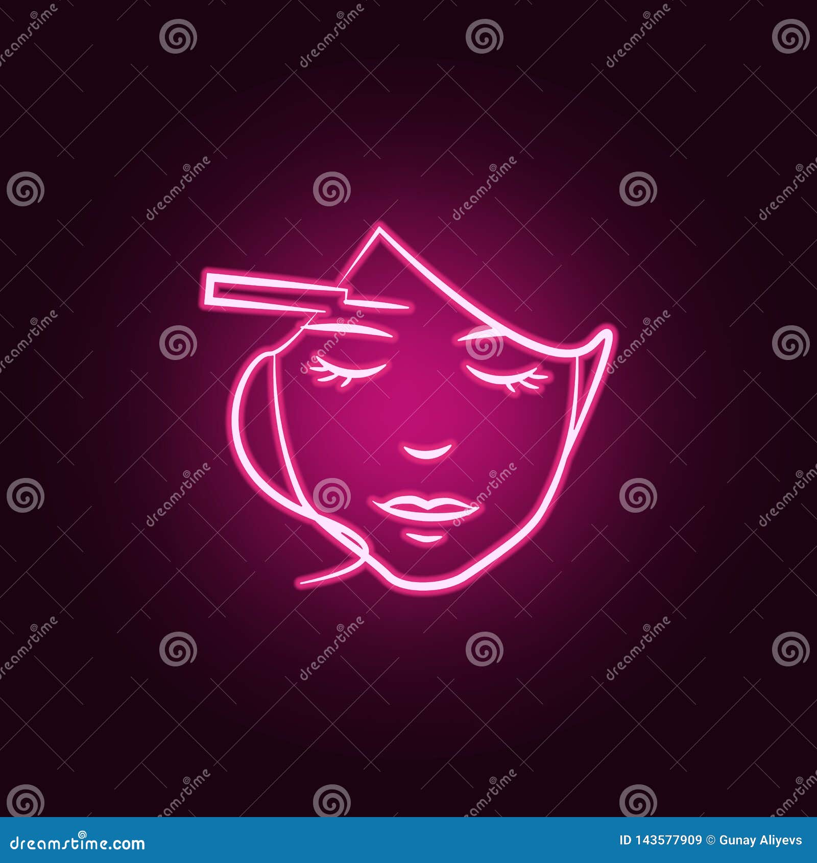 Wrinkles on the Forehead Neon Icon. Elements of Antiaging Set Stock ...