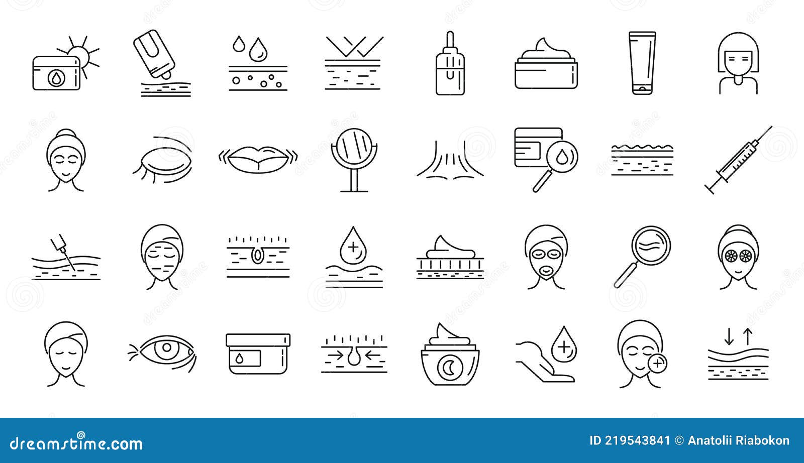 Wrinkles Icons Set, Outline Style Stock Vector - Illustration of care ...