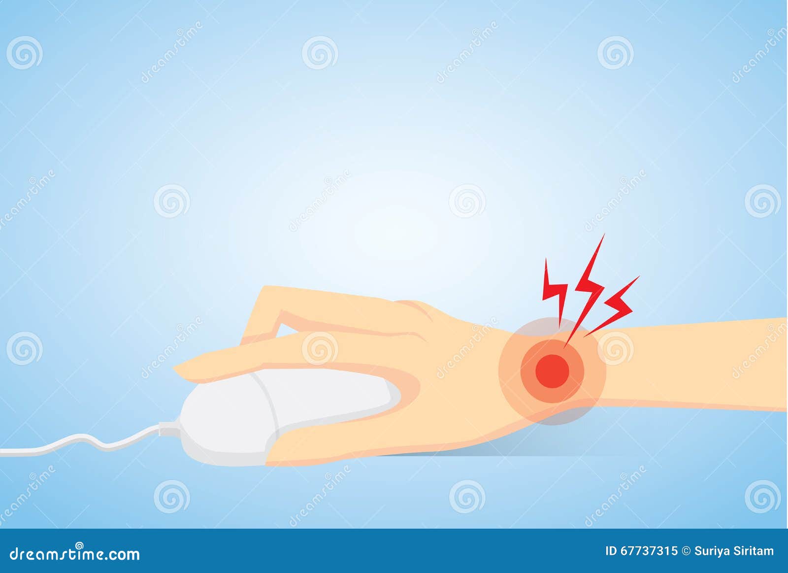 Wrist Have Pain from Working with Mouse Stock Vector - Illustration of ...