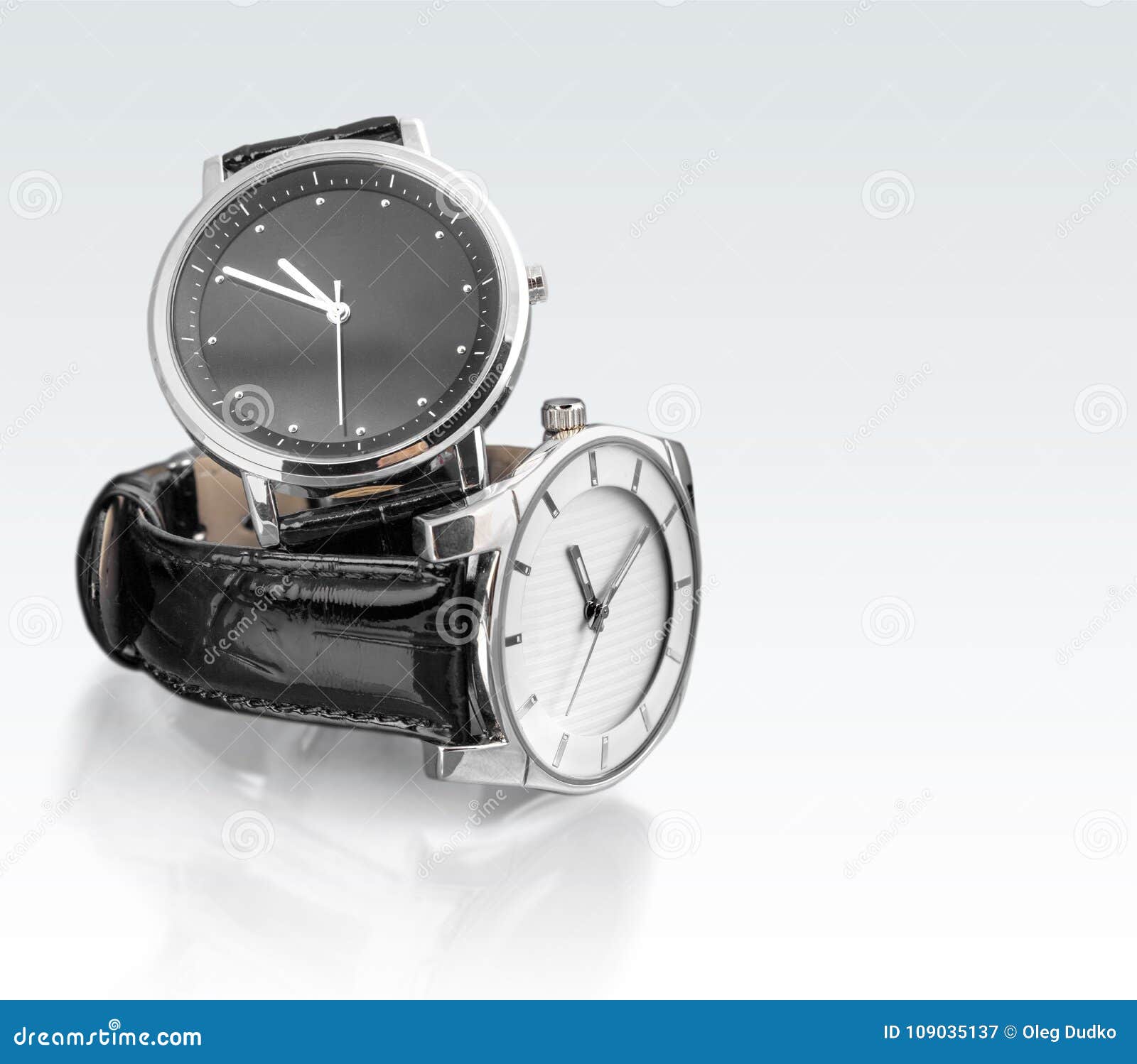 Two Wrist Watches on White Table Stock Image - Image of pendulum ...