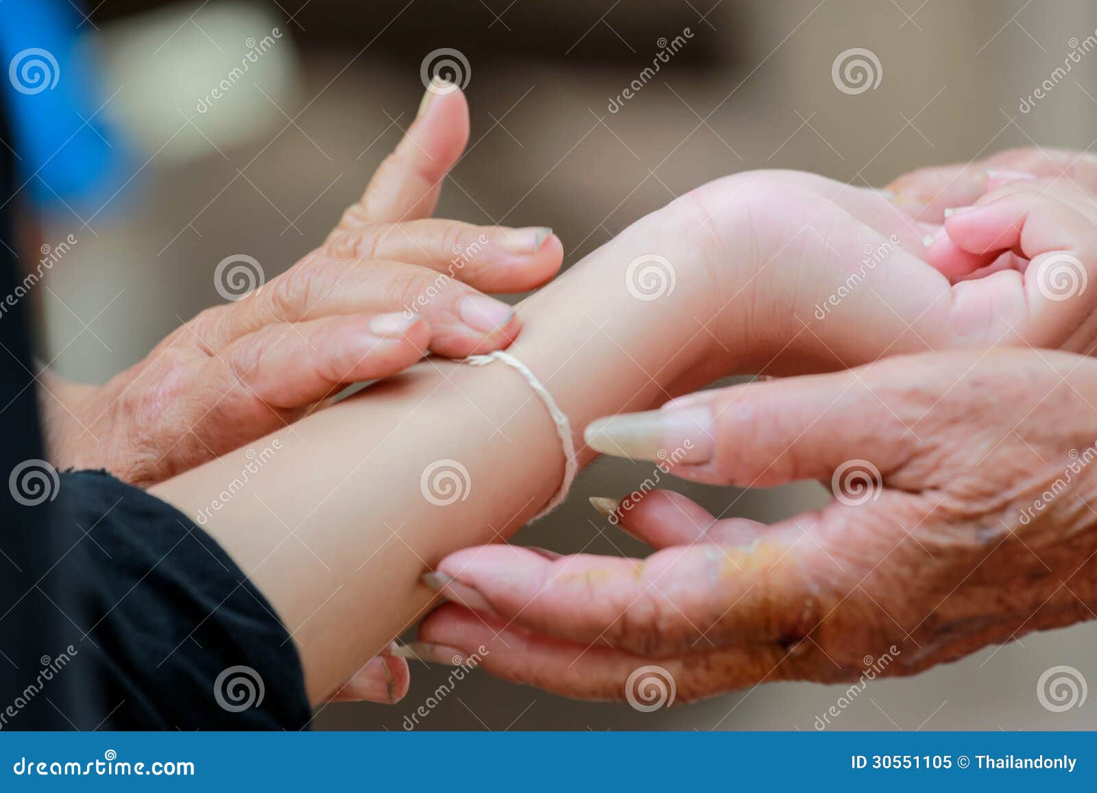 Wrist Tying with the Ceremonial Thread Stock Image - Image of smile ...