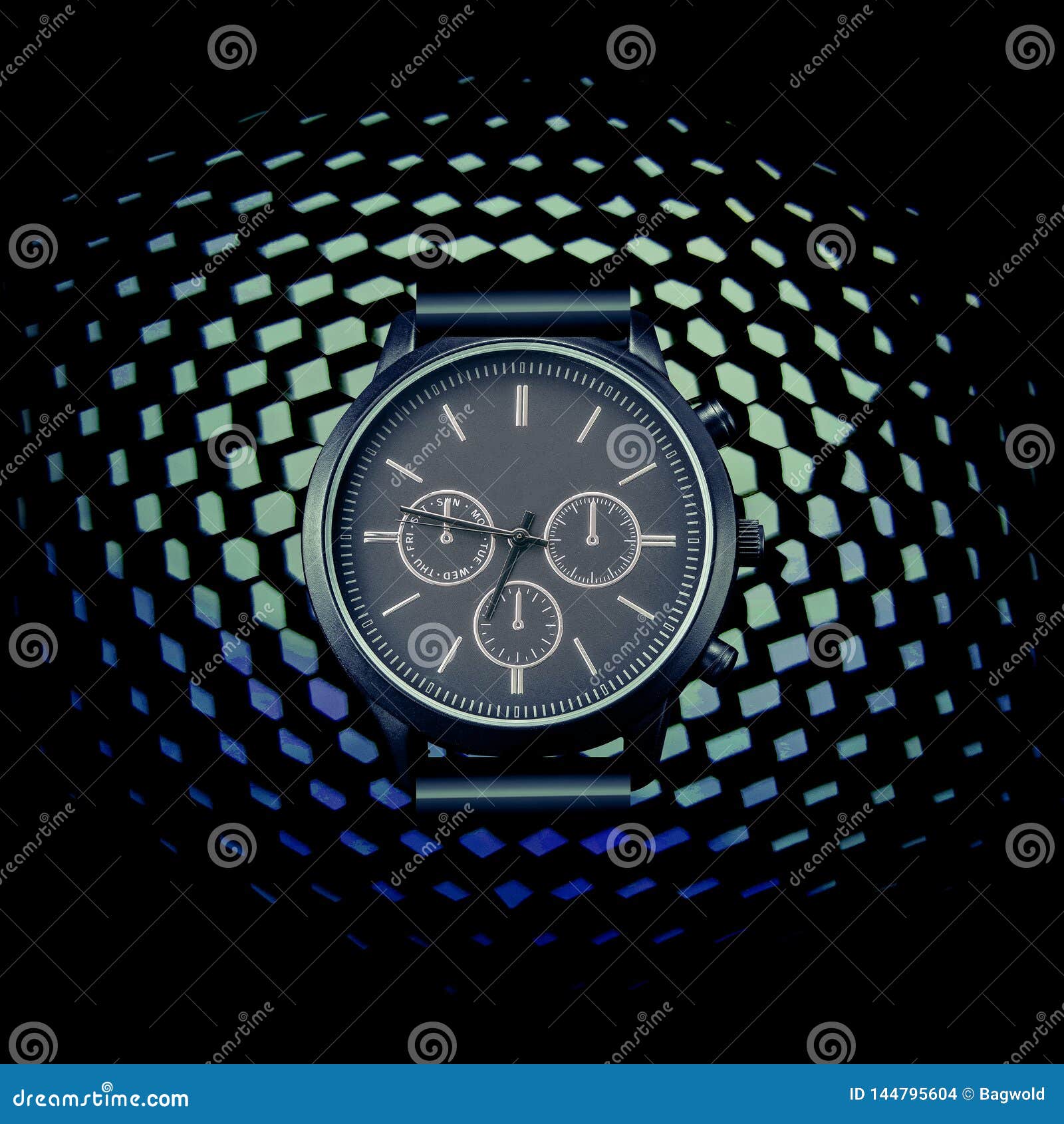 Wrist Watch on a Blue Tech Background Stock Photo - Image of elegance ...