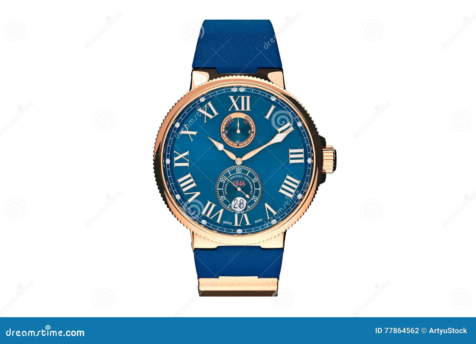 Wrist watch, front view stock illustration. Illustration of shiny ...