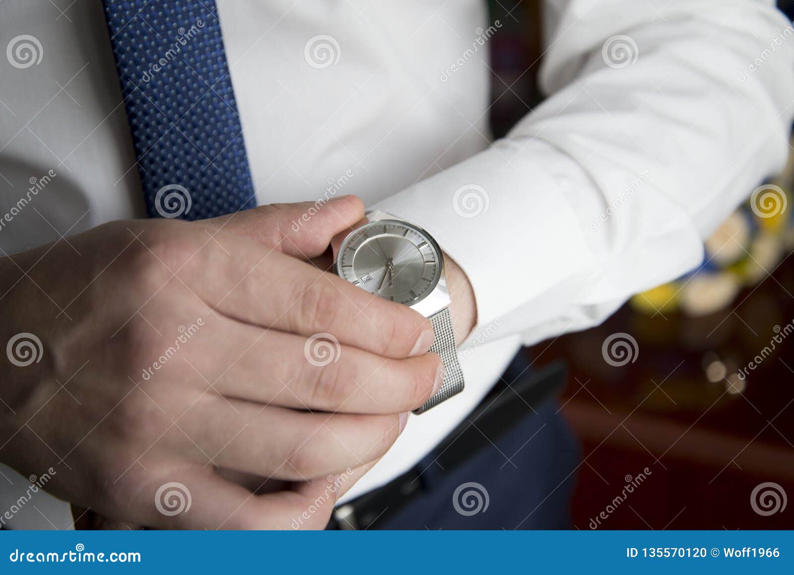 Wrist Watch on Girl S Hand in Front of a Laptop Computer Stock Photo ...