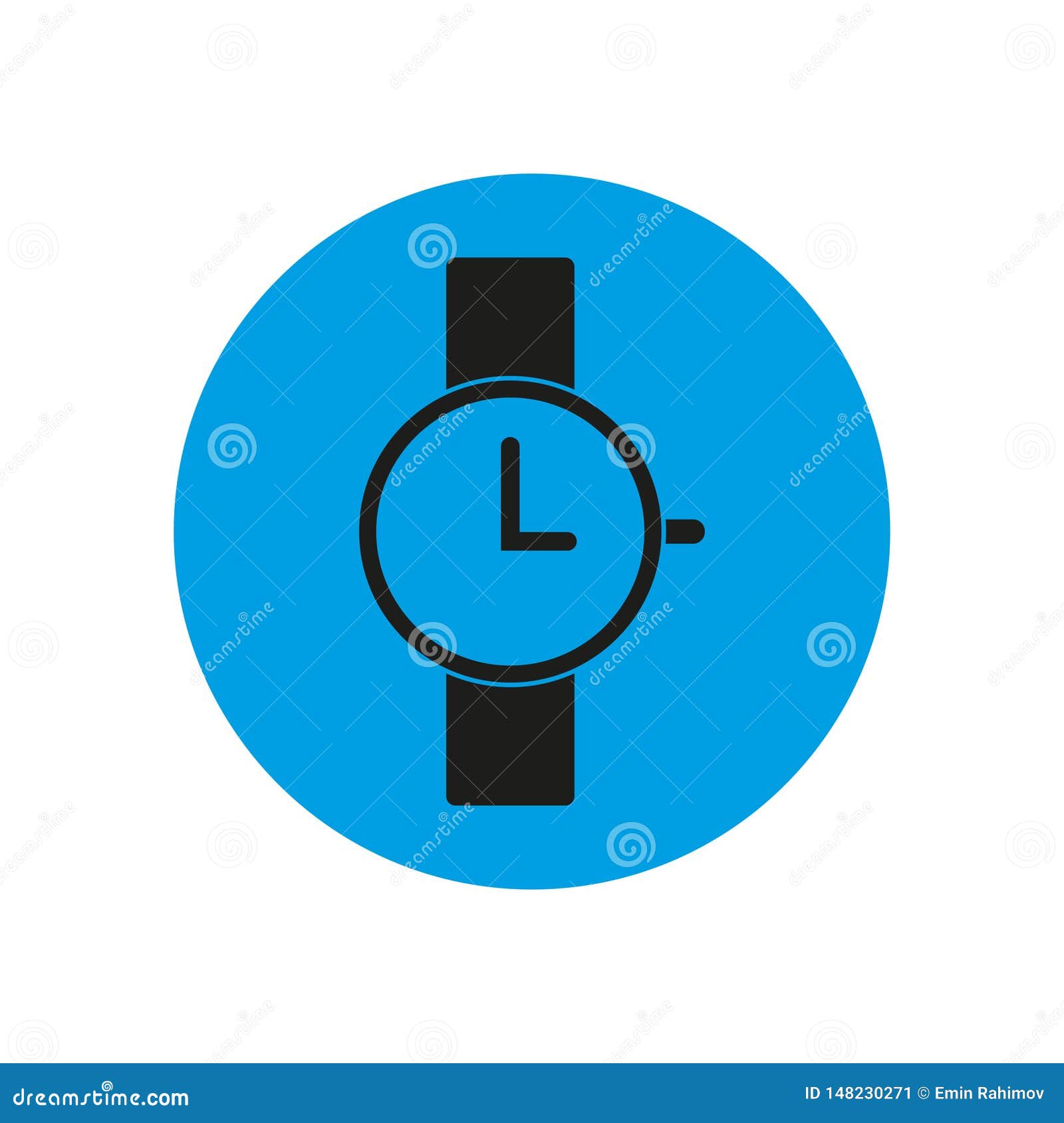 Wrist Watch Icon on Blue Circle Stock Vector - Illustration of fashion ...