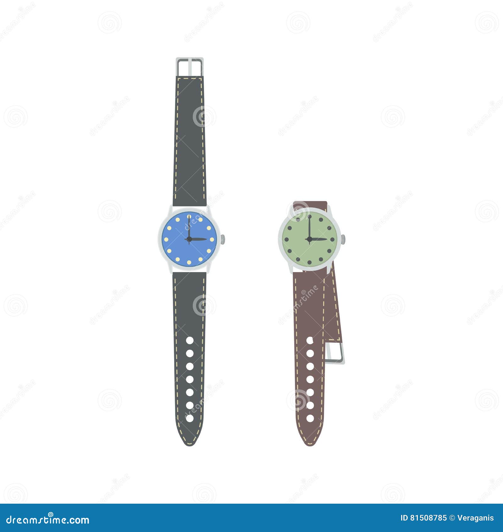 Wrist Watch with Leather Strap. Stock Vector - Illustration of bracelet ...