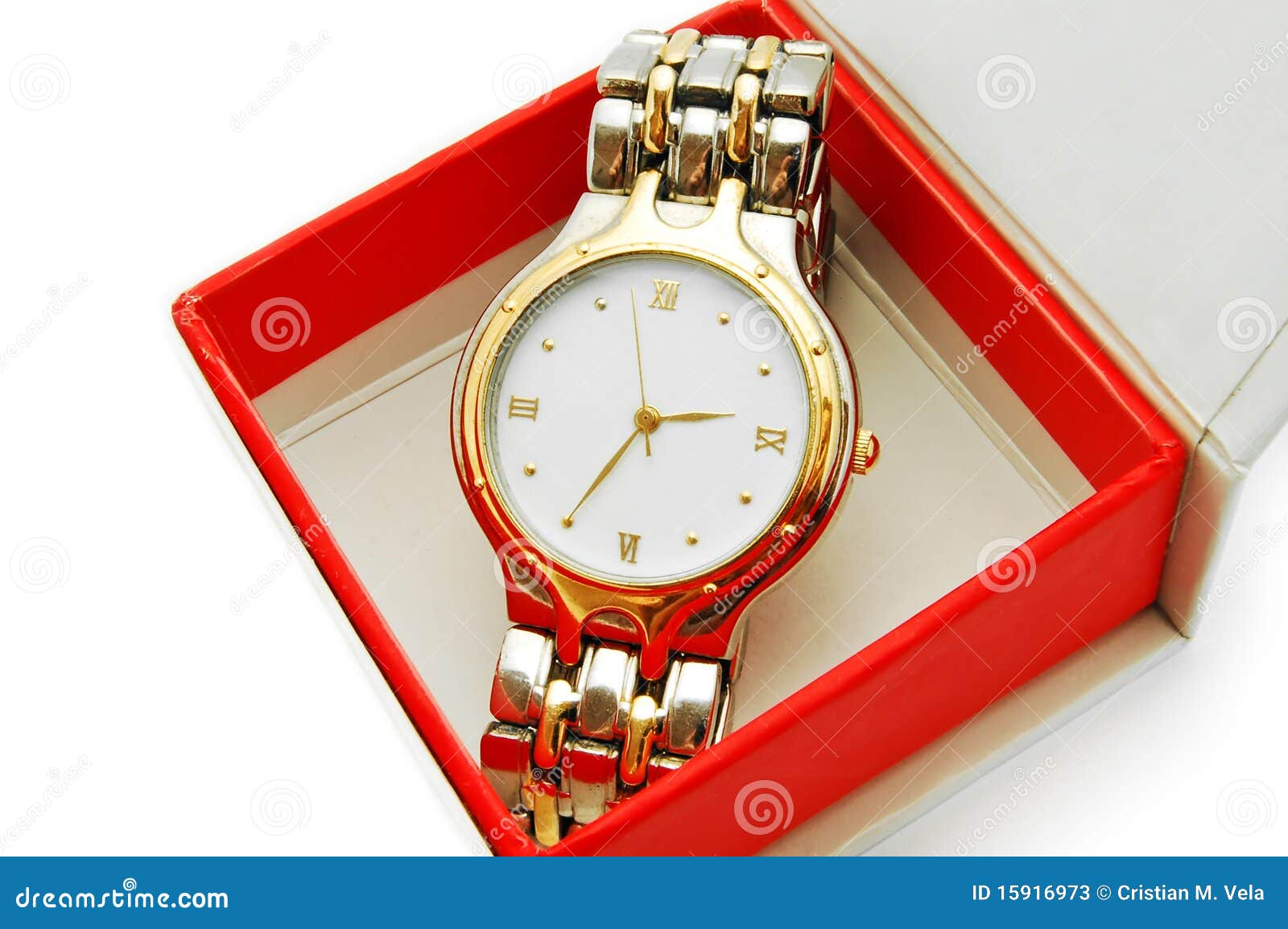 Wrist watch in red box stock image. Image of steel, timer - 15916973