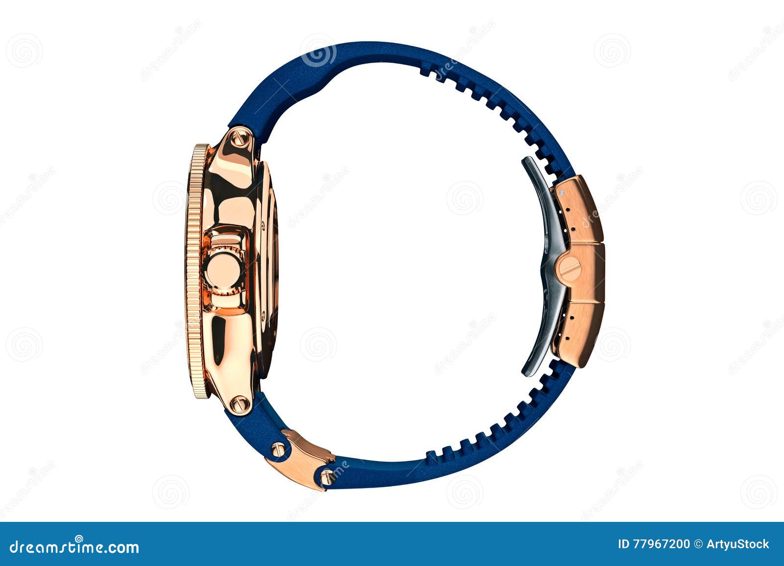 Wrist watch, side view stock illustration. Illustration of mechanical ...