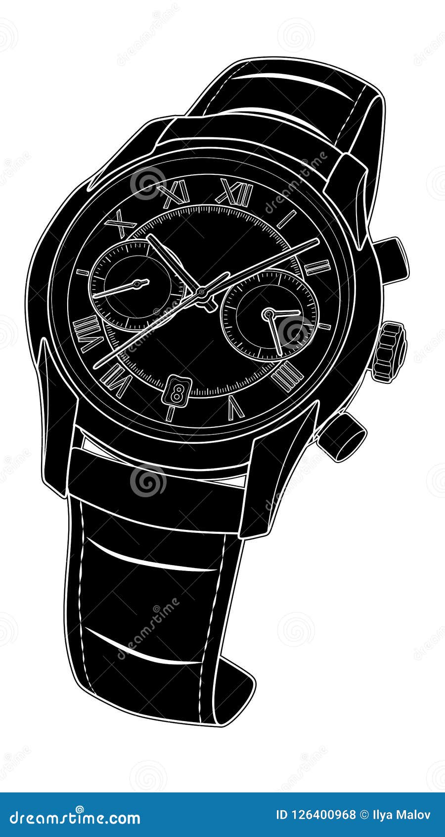 Wrist Watch Vector Sketch Simple Line Illustration Stock Vector ...