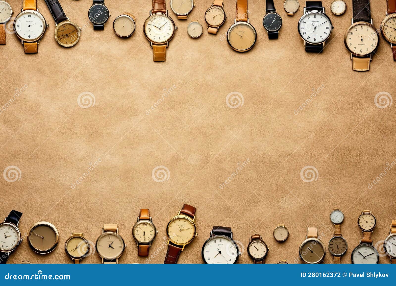 Wrist Watches Collage with Copy Space Stock Illustration - Illustration ...