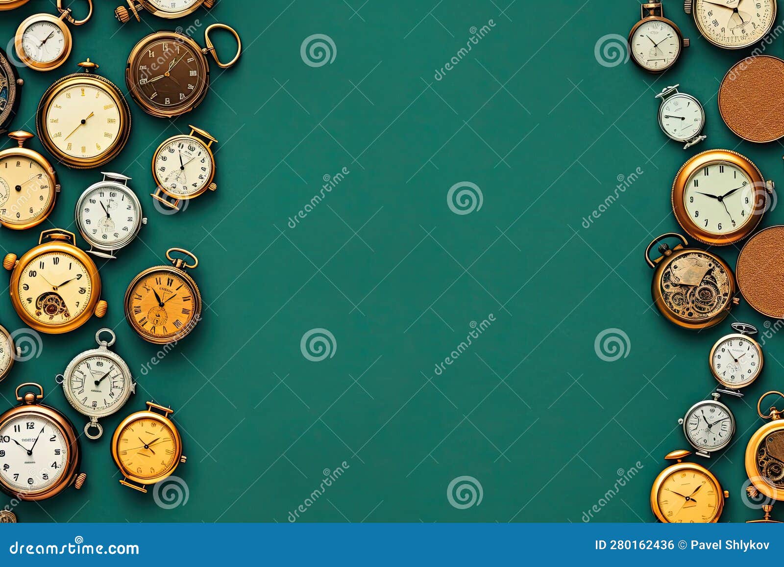 Wrist Watches Collage with Copy Space Stock Illustration - Illustration ...